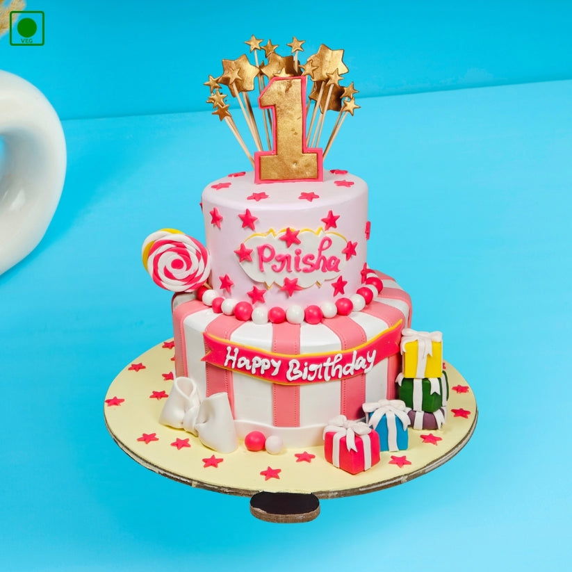 Luxury Pink Star Theme Cake - Gurgaon & Delhi NCR | Cakofy